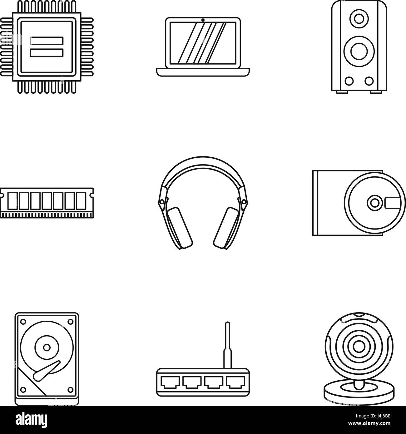 Computer data icons set, outline style Stock Vector Image & Art - Alamy