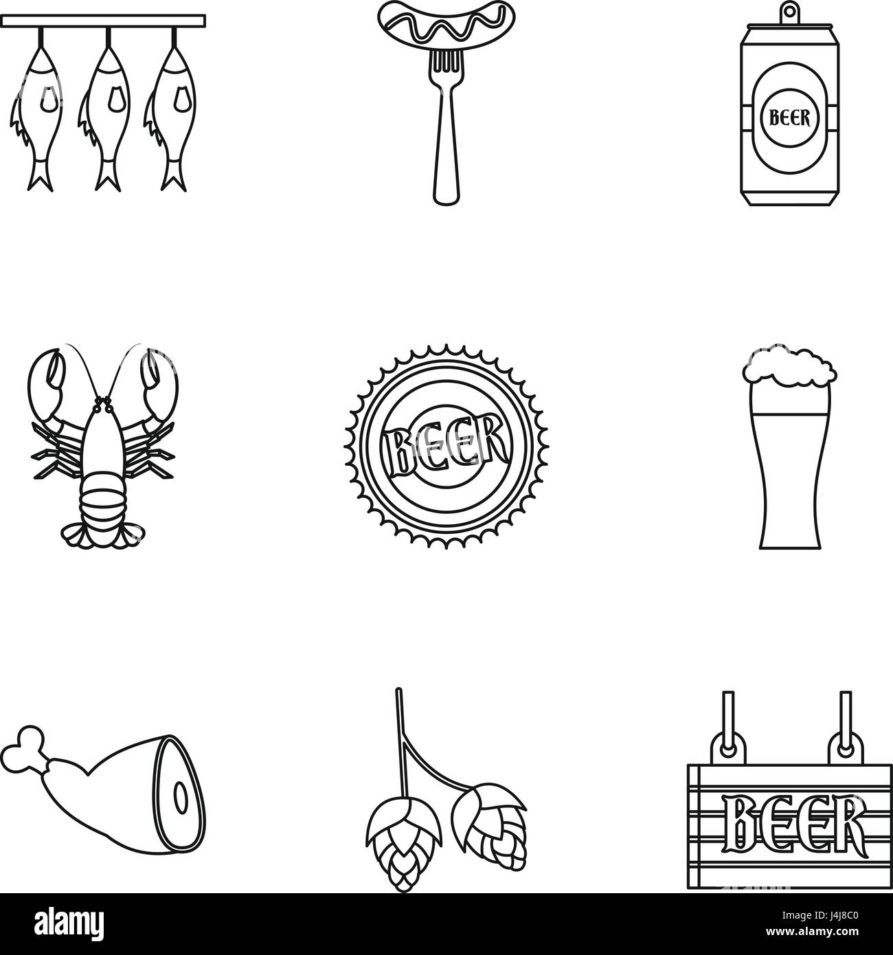 Pub icons set, outline style Stock Vector Image & Art - Alamy