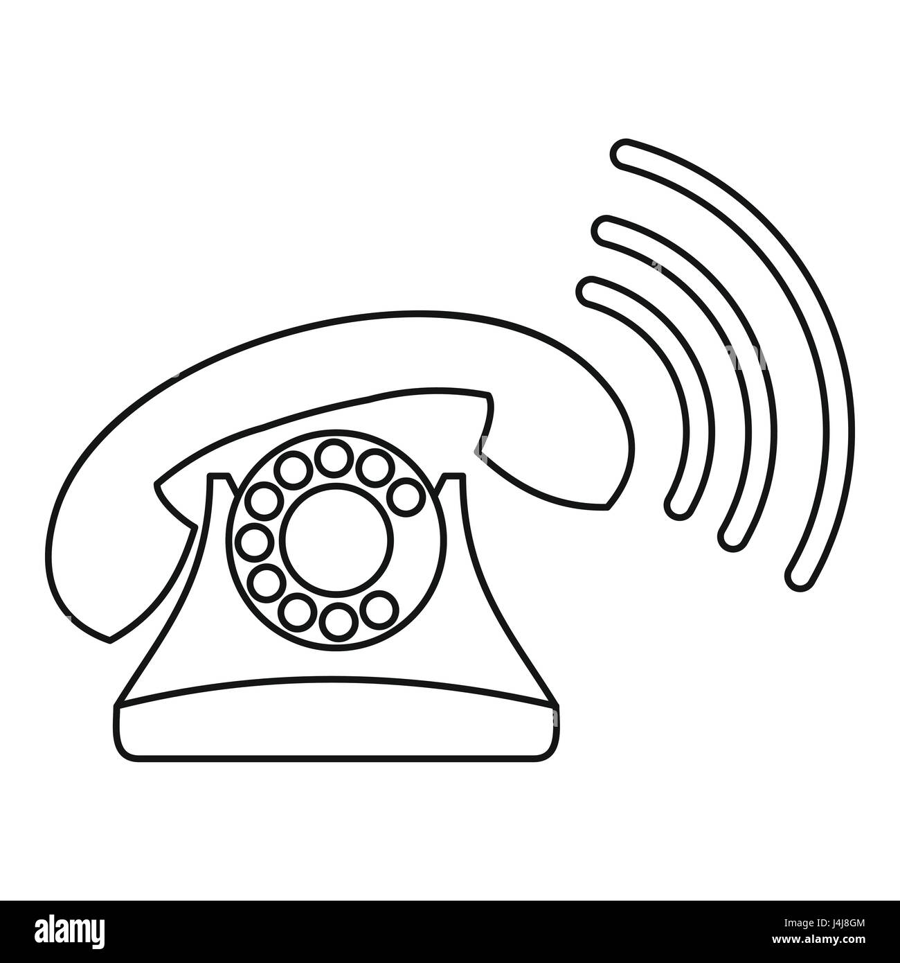 Retro phone ringing icon, outline style Stock Vector Image & Art - Alamy