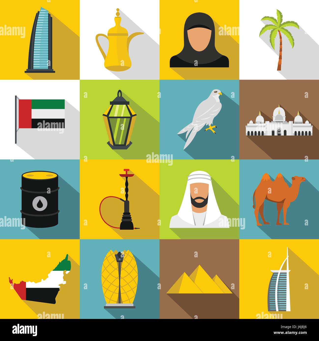 UAE travel icons set, flat style Stock Vector Image & Art - Alamy