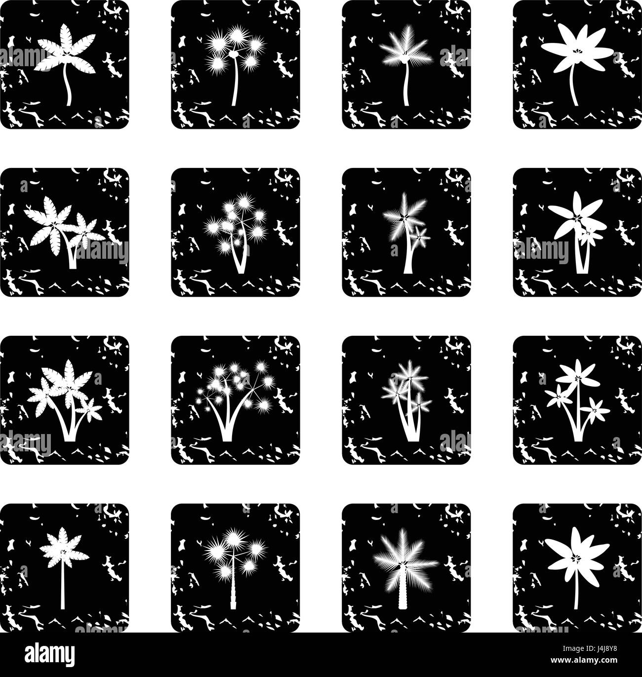 Palm tree set icons, grunge style Stock Vector Image & Art - Alamy