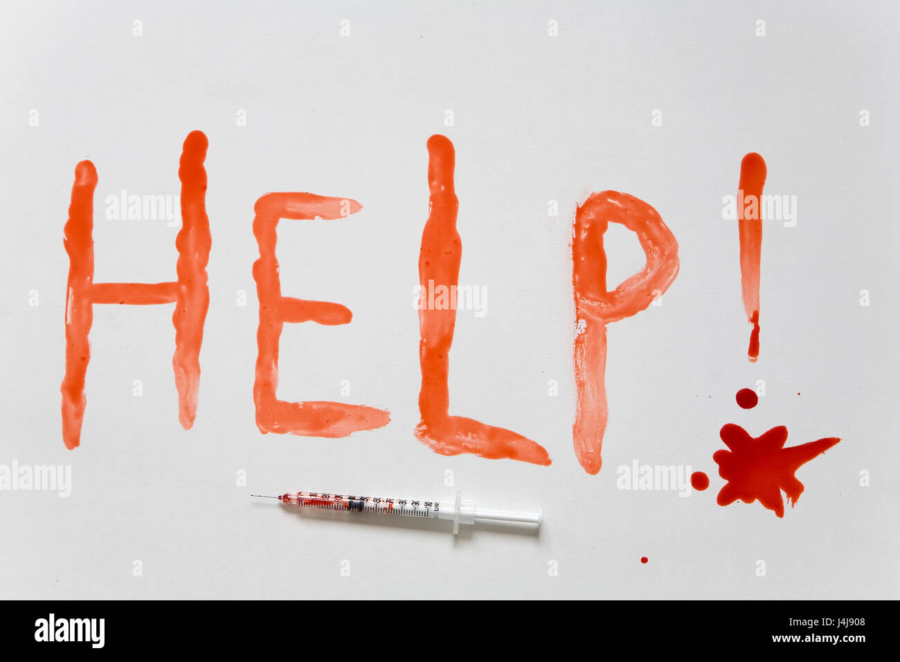 The inscription "help!" on a white background. Blood addict Stock Photo ...