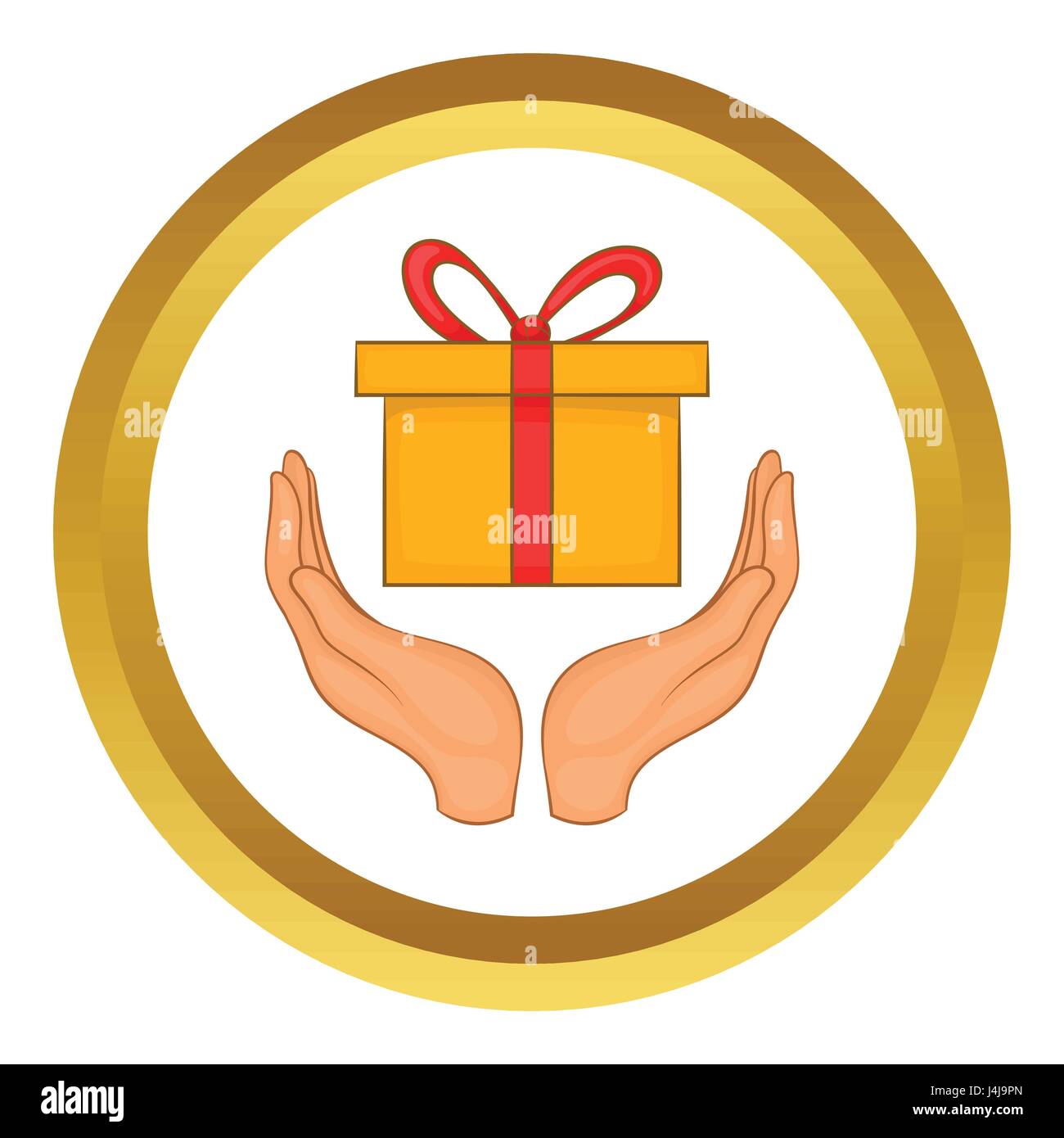 Gift box in hands vector icon Stock Vector Image & Art - Alamy