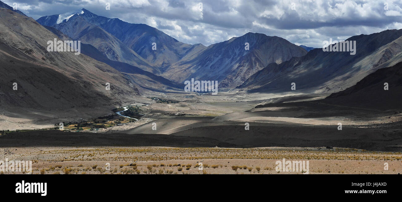 High mountain valley, the view from the pass, the summer trip to the ...