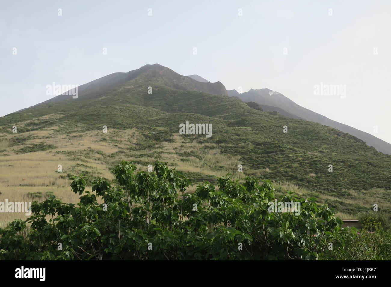 A view at volcano on Stromboli island, in mist, inactive, Aeolian ...