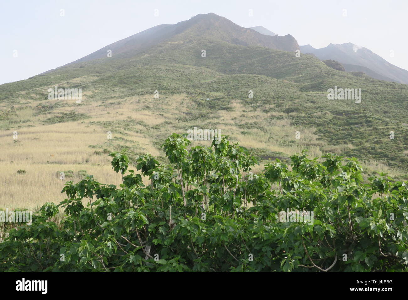 A view at volcano on Stromboli island, in mist, inactive, Aeolian ...