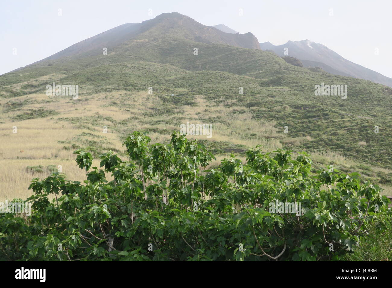 A view at volcano on Stromboli island, in mist, inactive, Aeolian ...