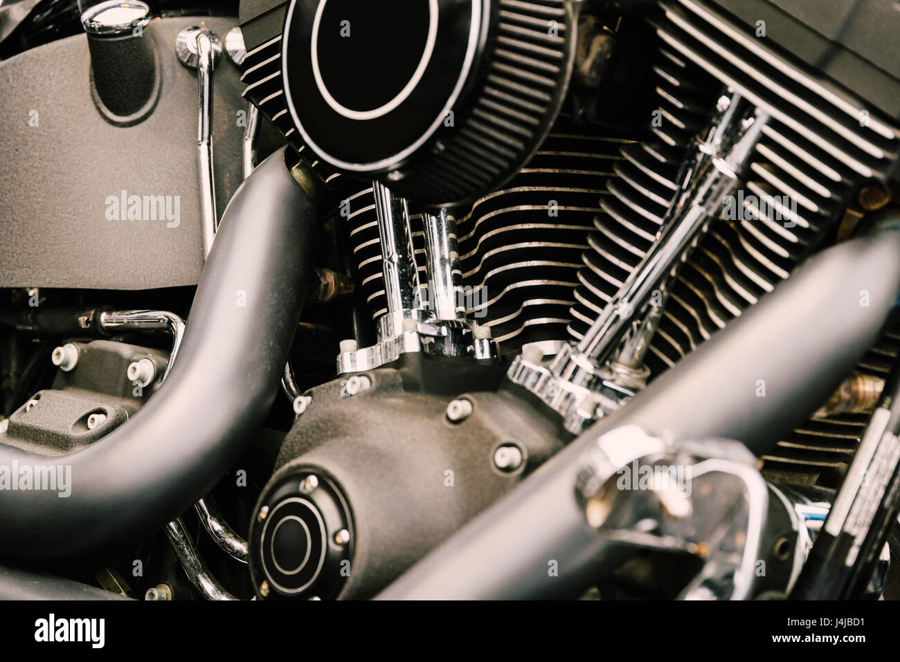 Motorcycle Chrome Engine Block Closeup Stock Photo - Alamy