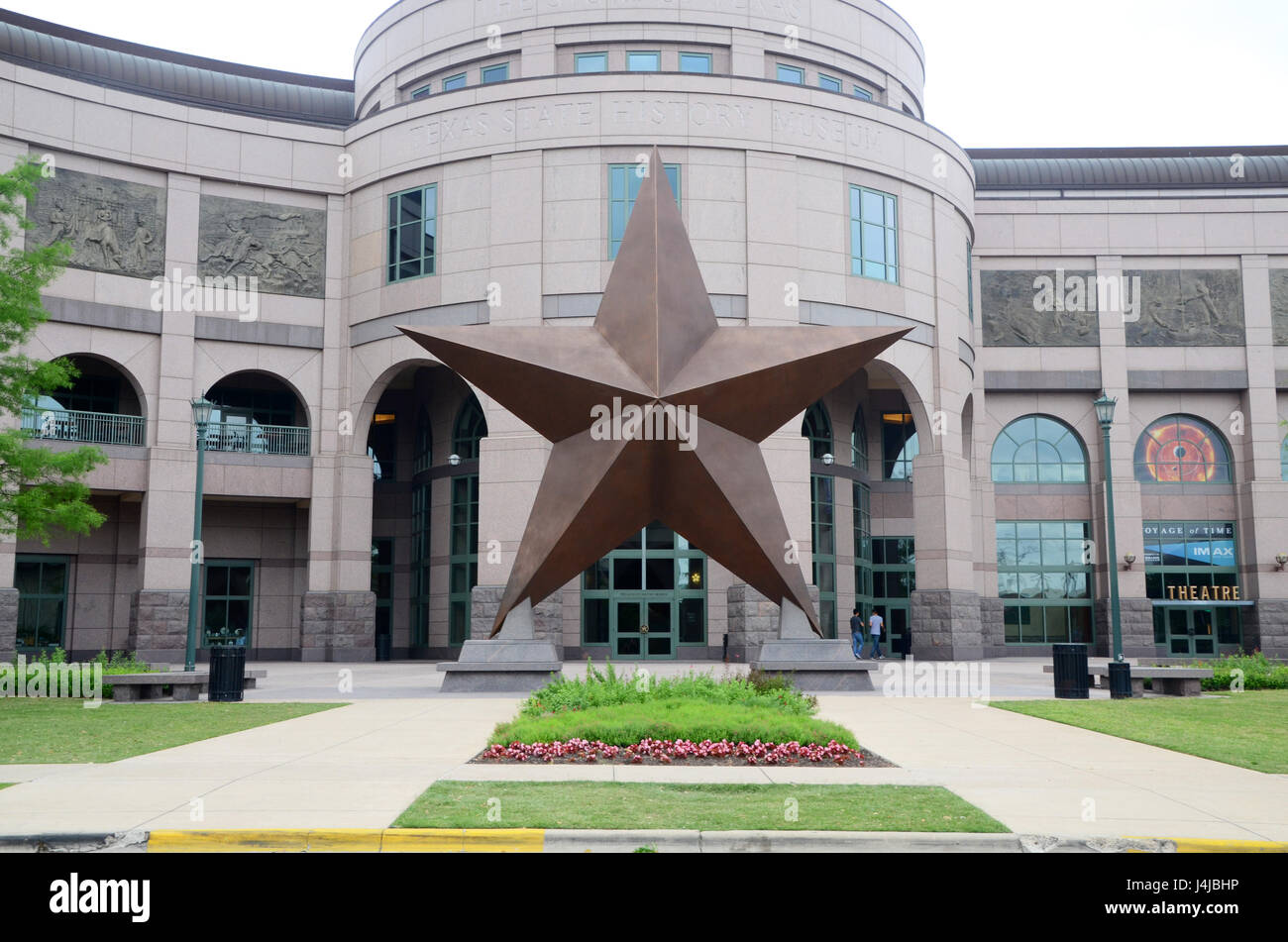 The Bullock State History Museum in Austin, Texas, with a lone star ...