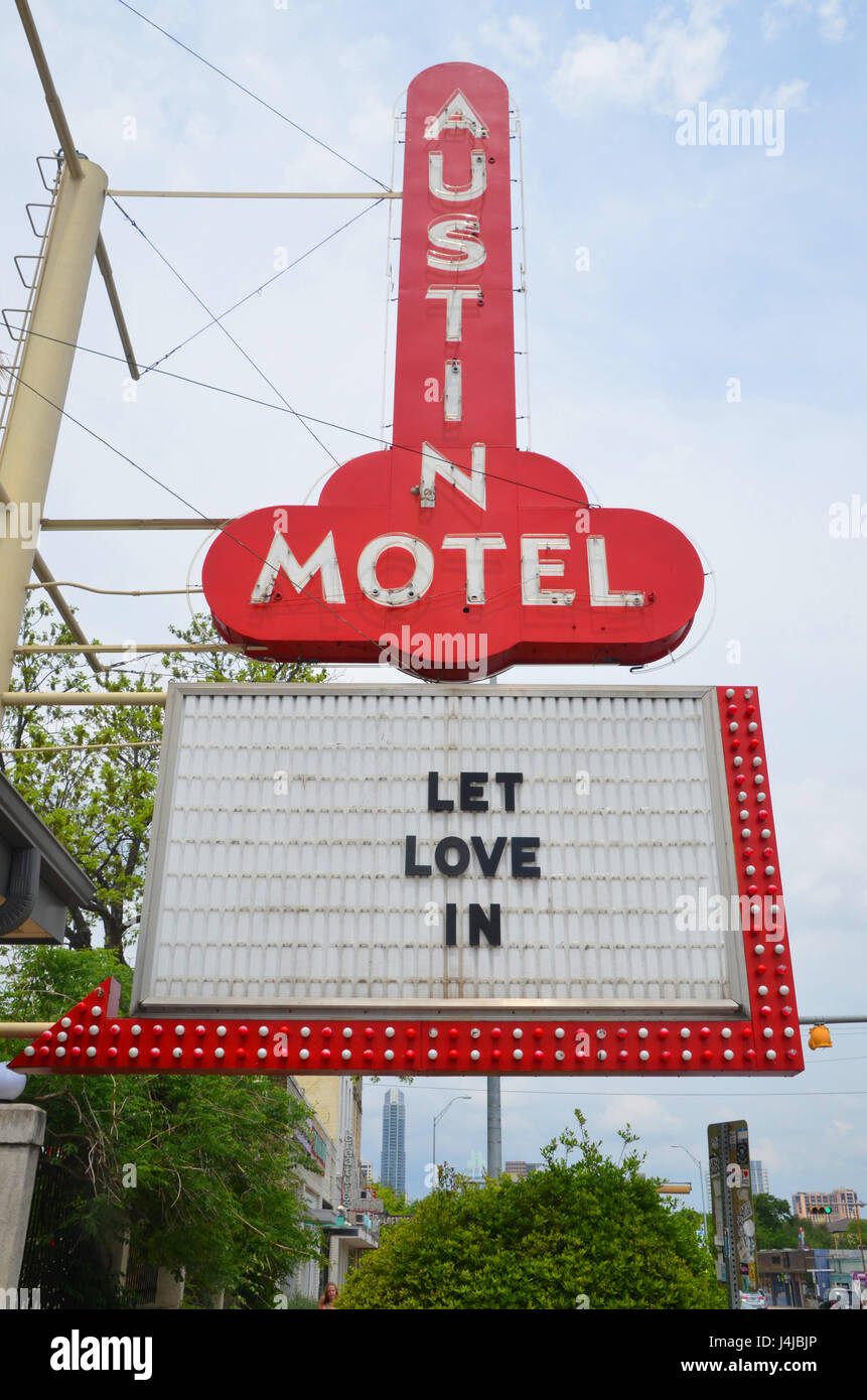 Sign for the trendy Austin Motel in Austin Texas Stock Photo - Alamy