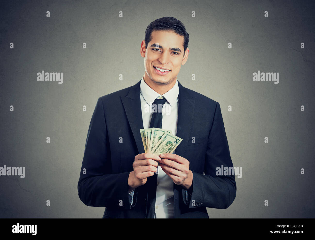 Happy smiling indian man holding indian money hi-res stock photography ...