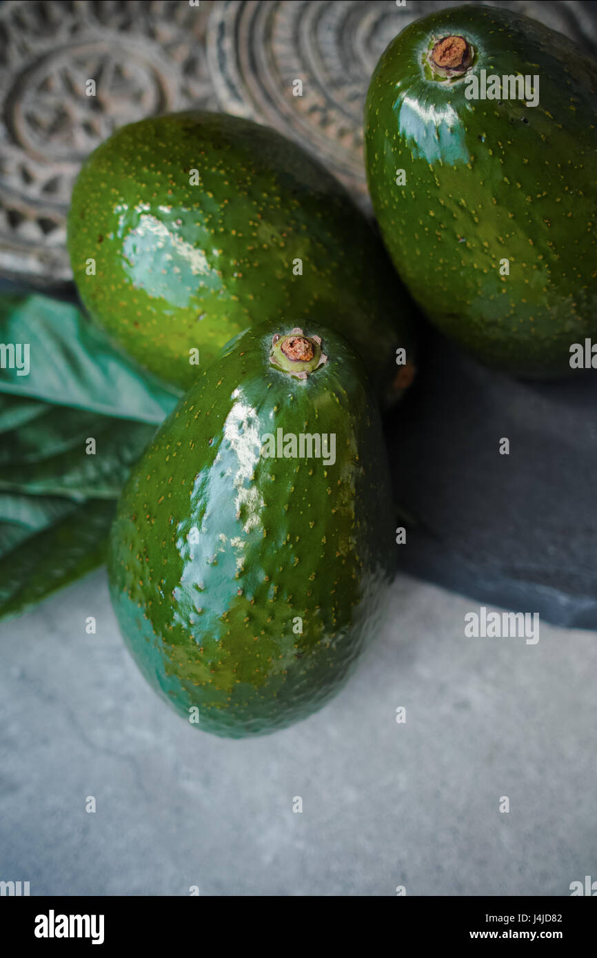 Green ripe tropical vegetable avocados ready to eat Stock Photo - Alamy