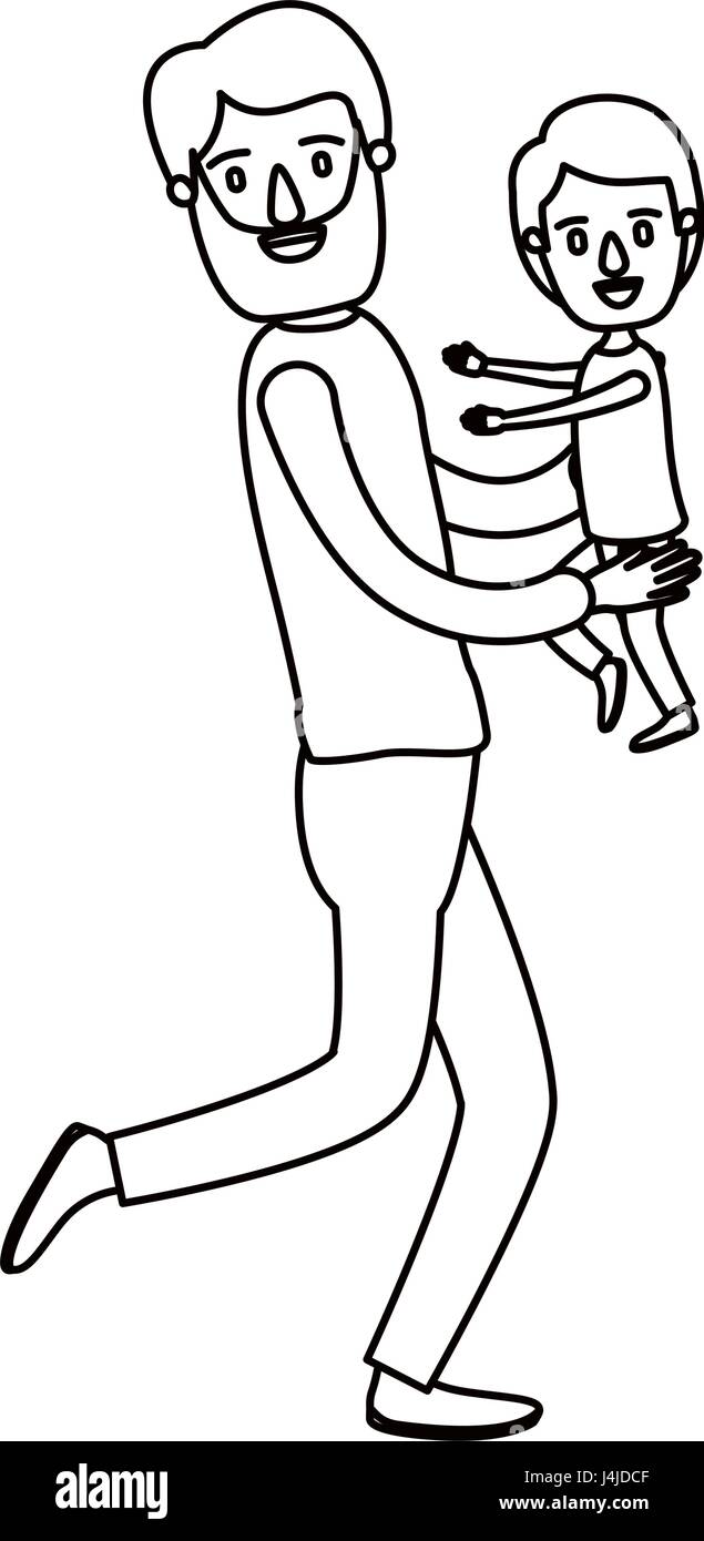 silhouette caricature full body man carrying a child Stock Vector Image ...