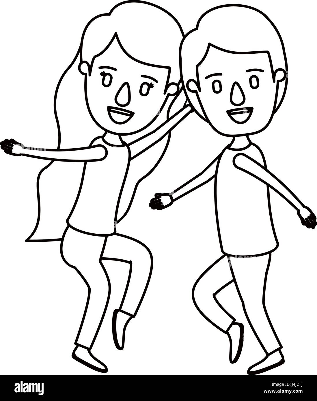 silhouette caricature full body couple dancing Stock Vector Image & Art ...