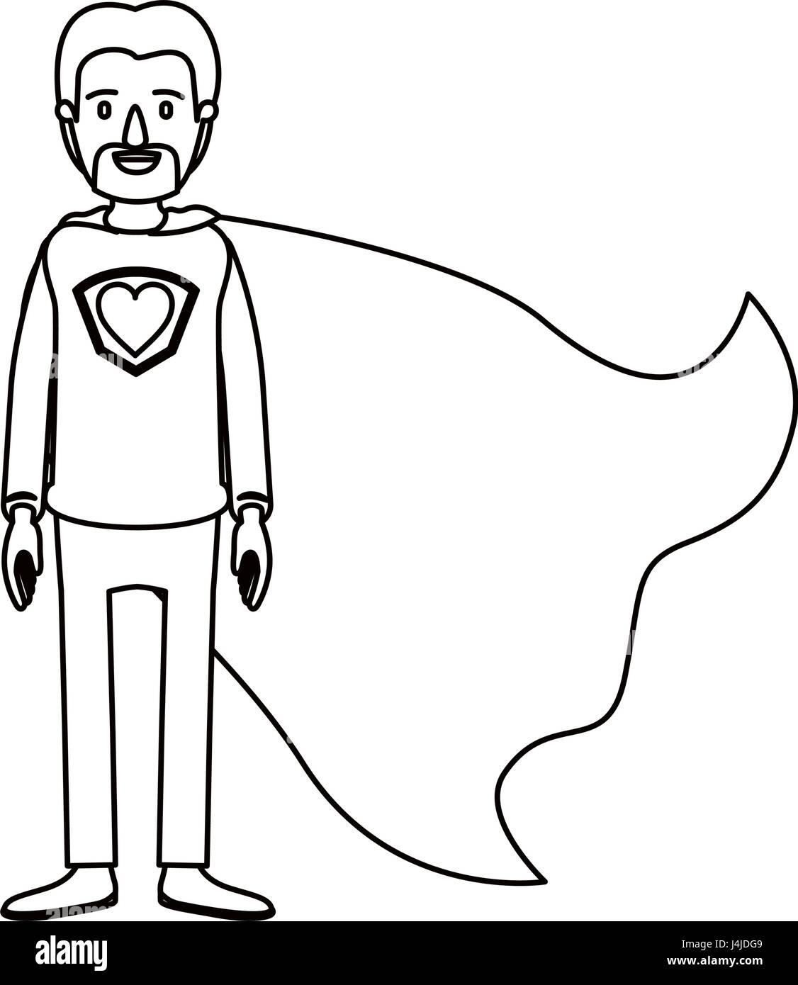 silhouette cartoon full body super dad hero with beard Stock Vector ...