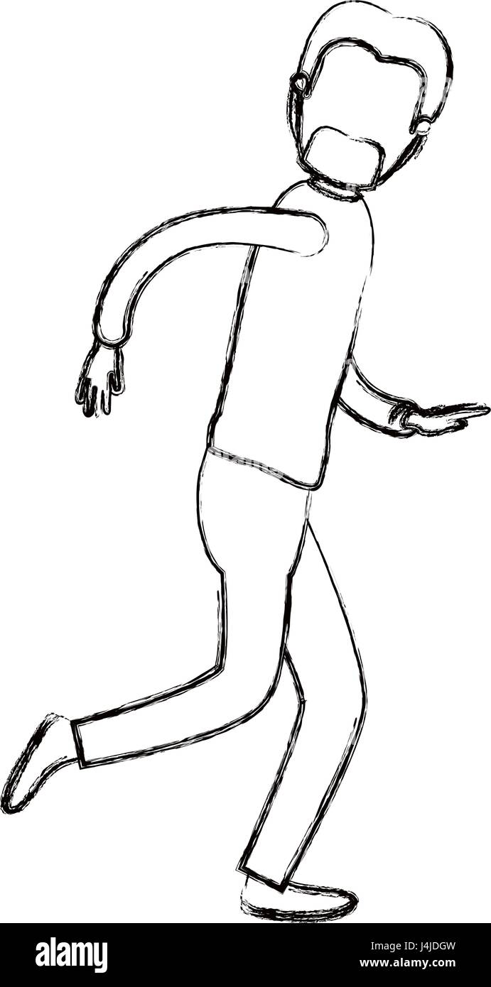 blurred silhouette cartoon full body faceless male person with beard ...