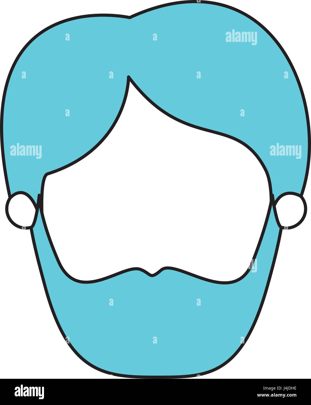 silhouette cartoon front view faceless man with beard and moustache ...