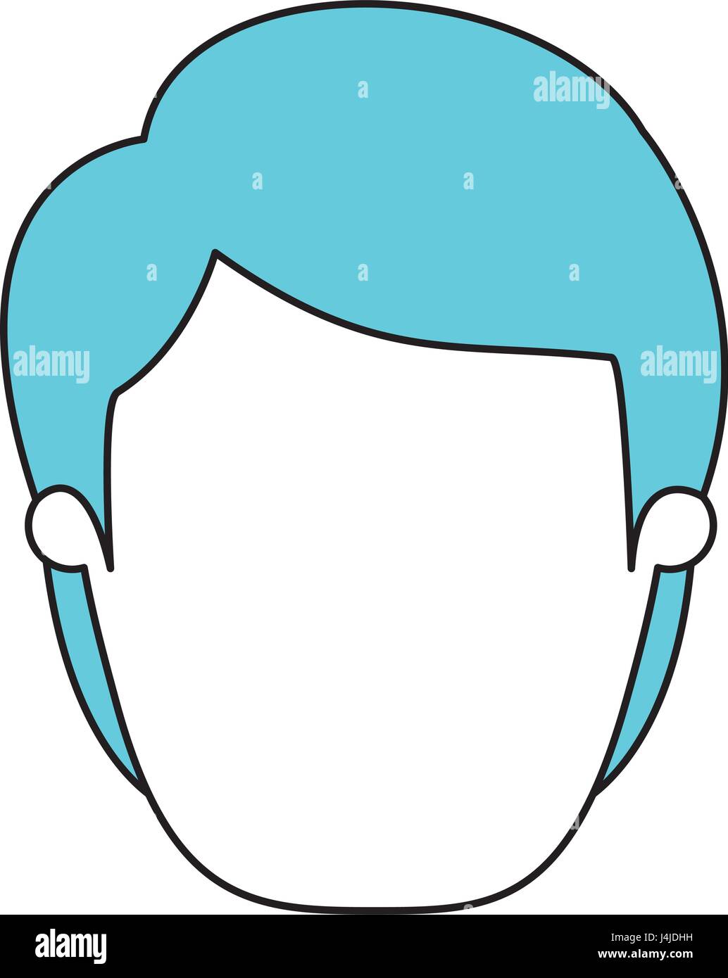 silhouette cartoon front view faceless man with blue hairstyle Stock ...