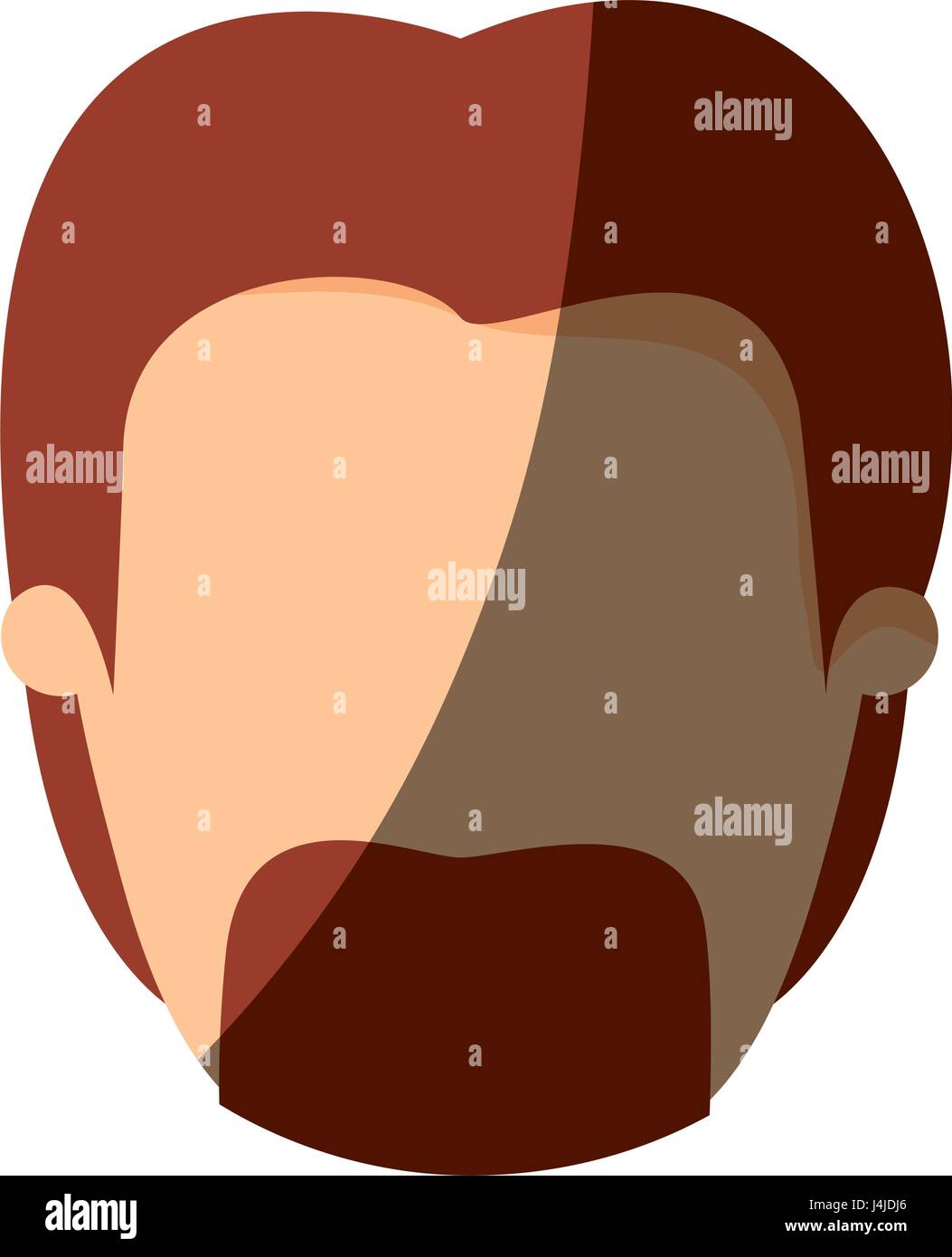 color image shading front view faceless man with beard and moustache ...