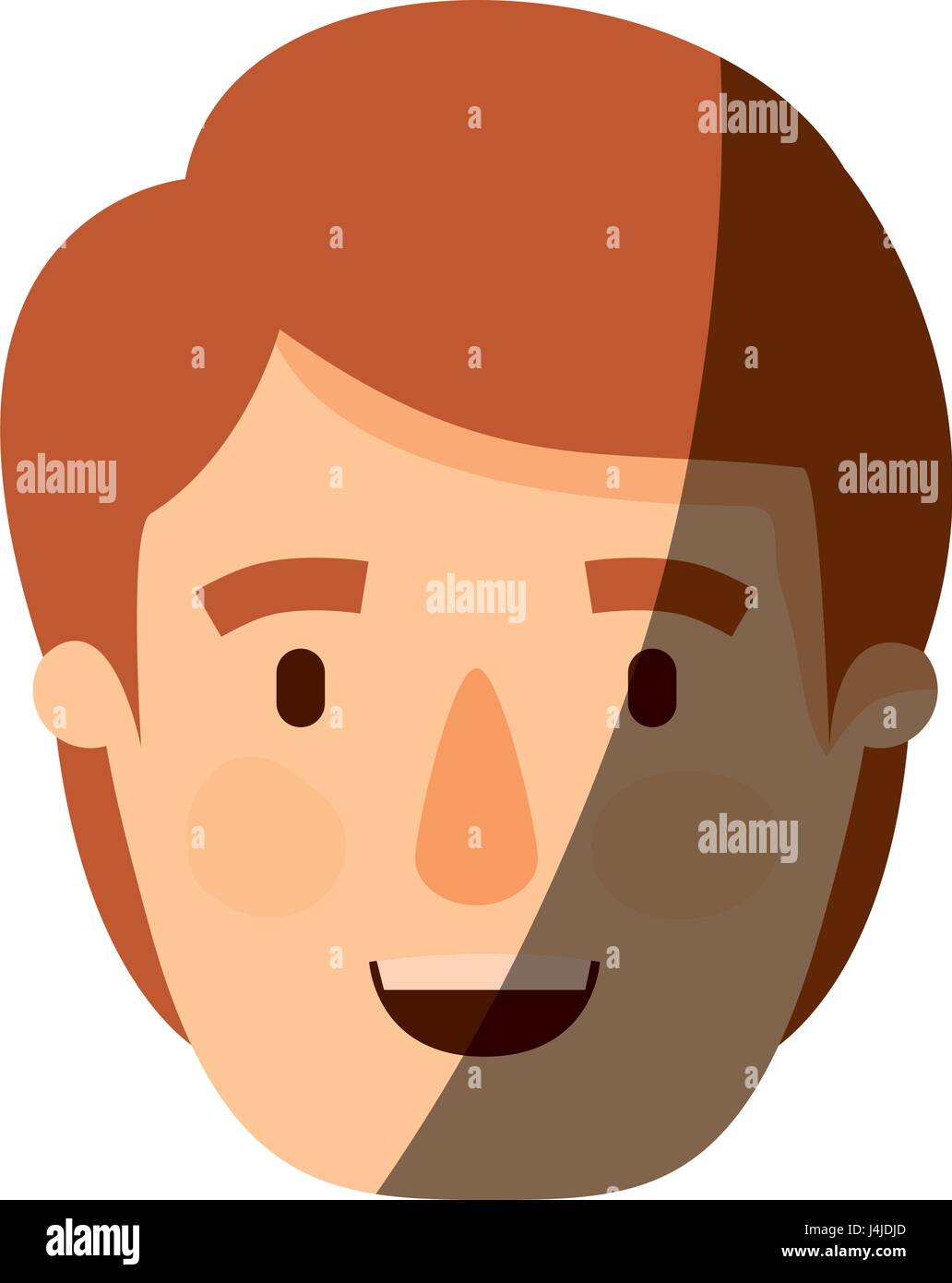 color image shading caricature front view young man with brown ...