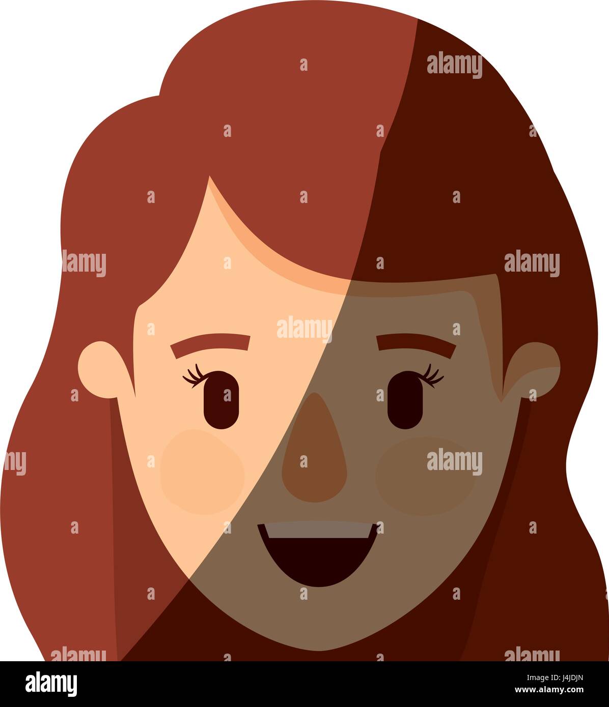 color image shading caricature front view face closeup woman with ...
