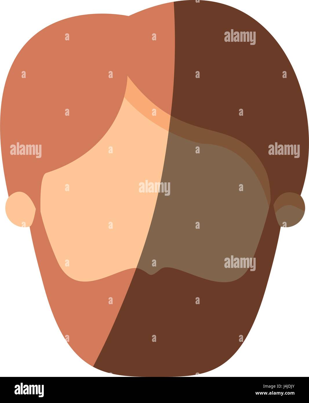 color image shading front view faceless man with beard and moustache ...