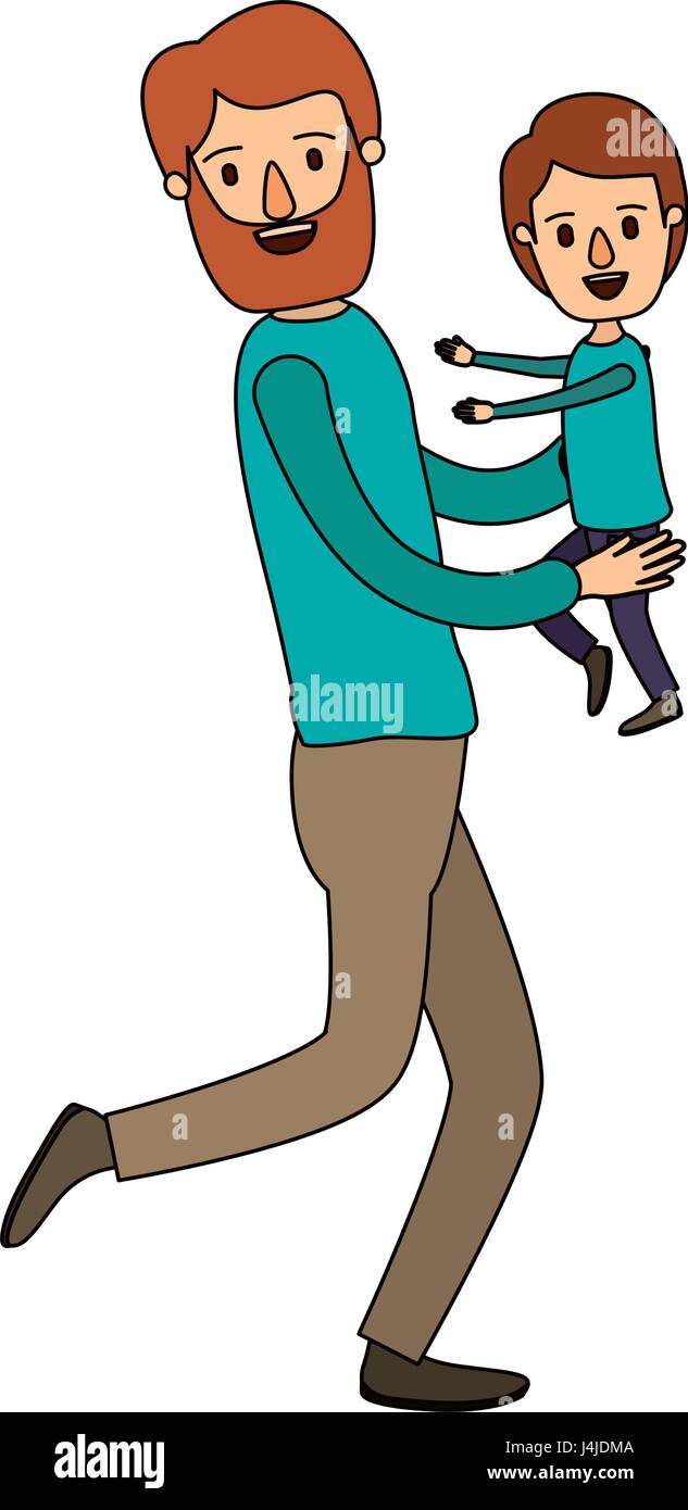 color image caricature full body man carrying a child Stock Vector ...