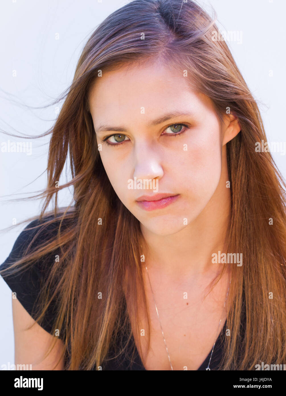 EMILY SAARI looking right at camera Stock Photo - Alamy