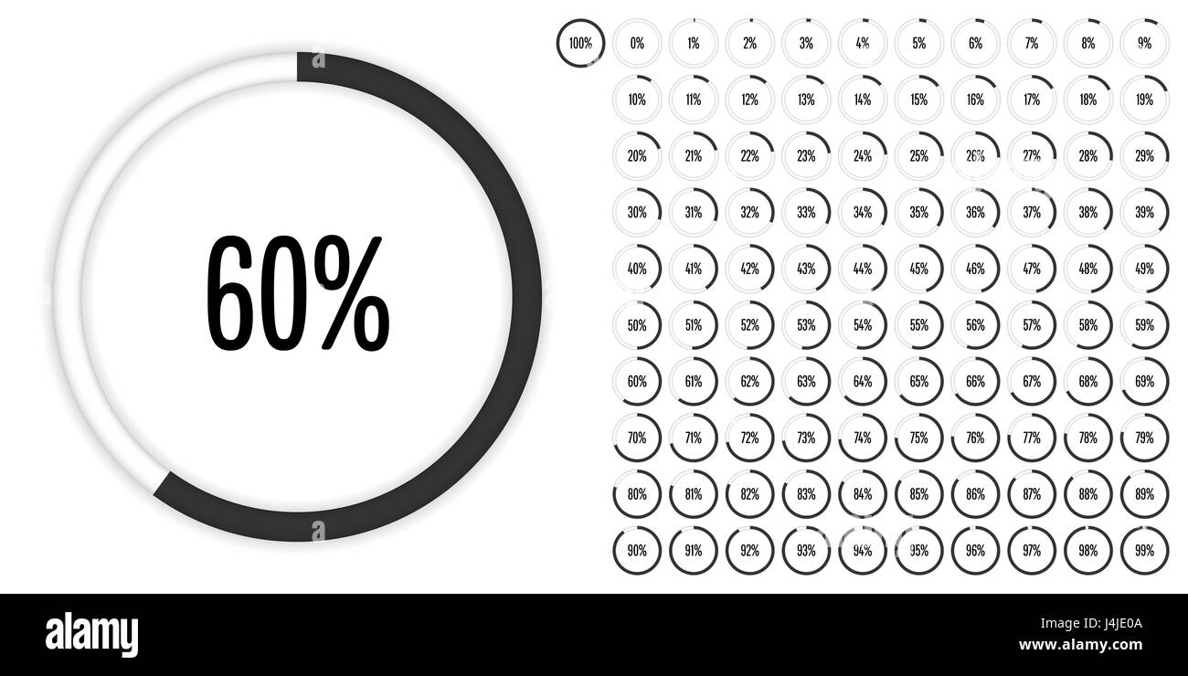 Set of circular sector percentage diagrams from 0 to 100 ready-to-use ...