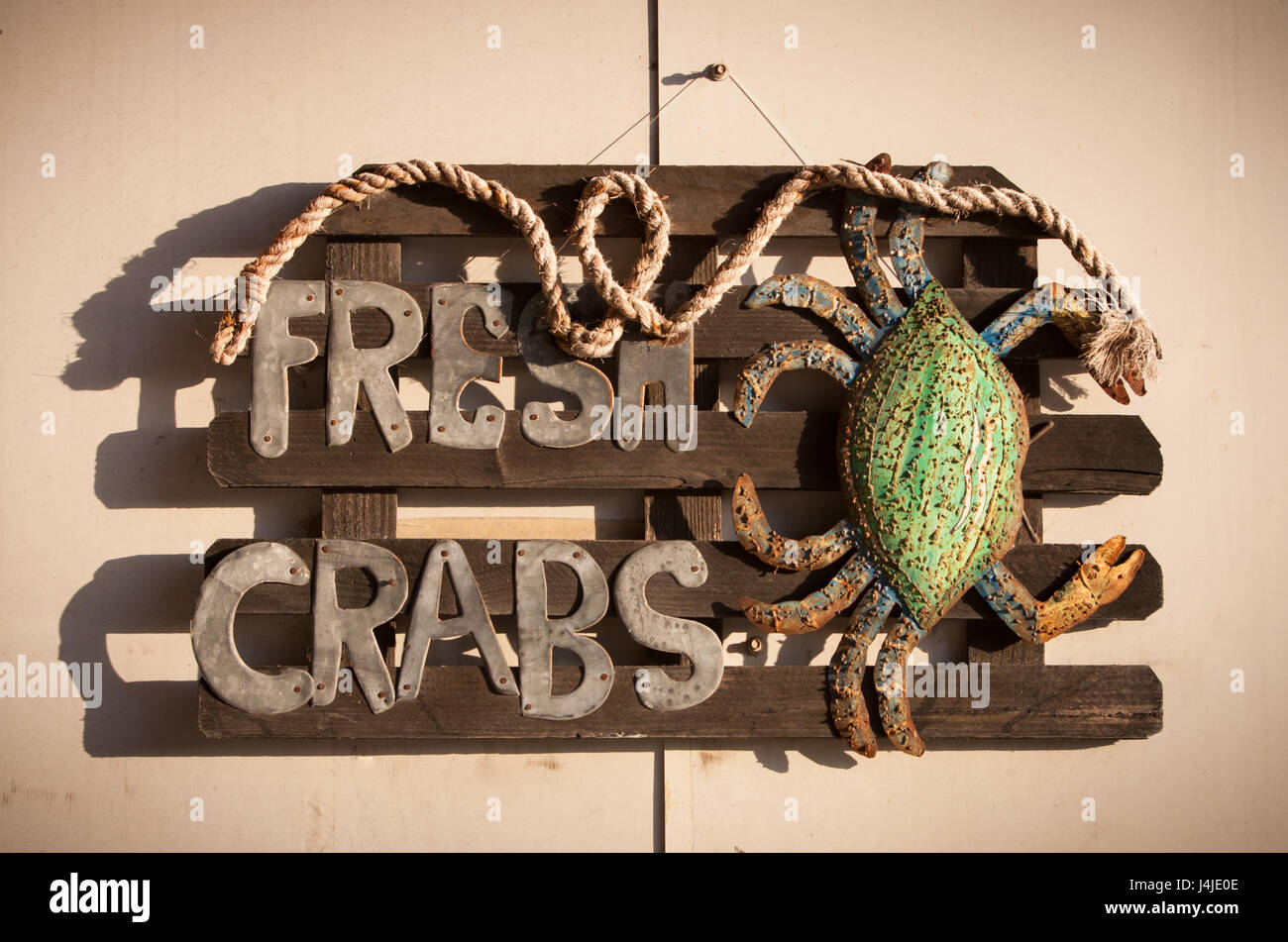 Fresh crab sign for seafood bait shop Stock Photo - Alamy