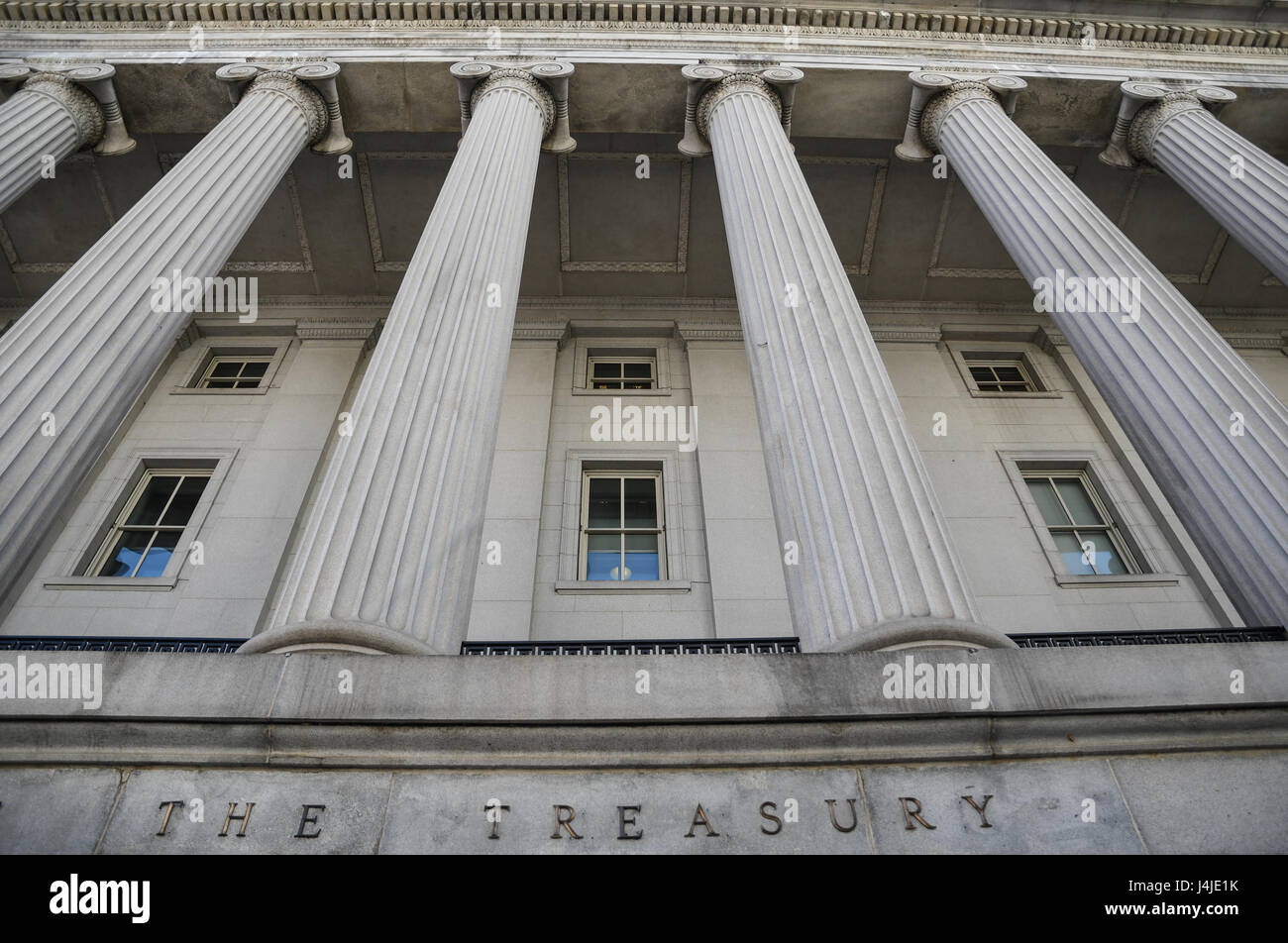 Columns of the U.S. Treasury building in Washington, D.C., USA Stock ...