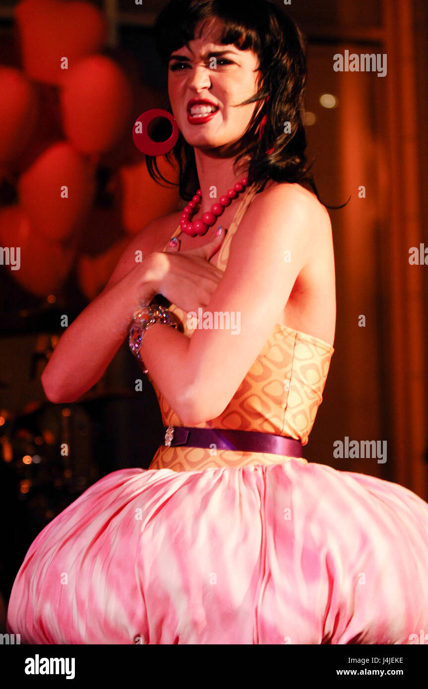 Singer Katy Perry performing at her CD release party for One Of The ...