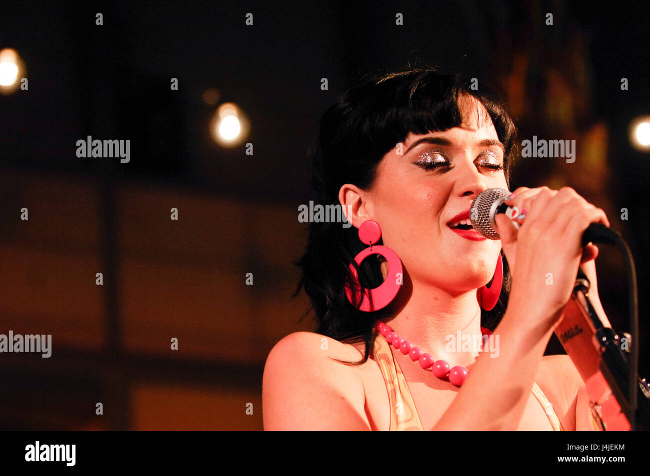 Singer Katy Perry performing at her CD release party for One Of The ...