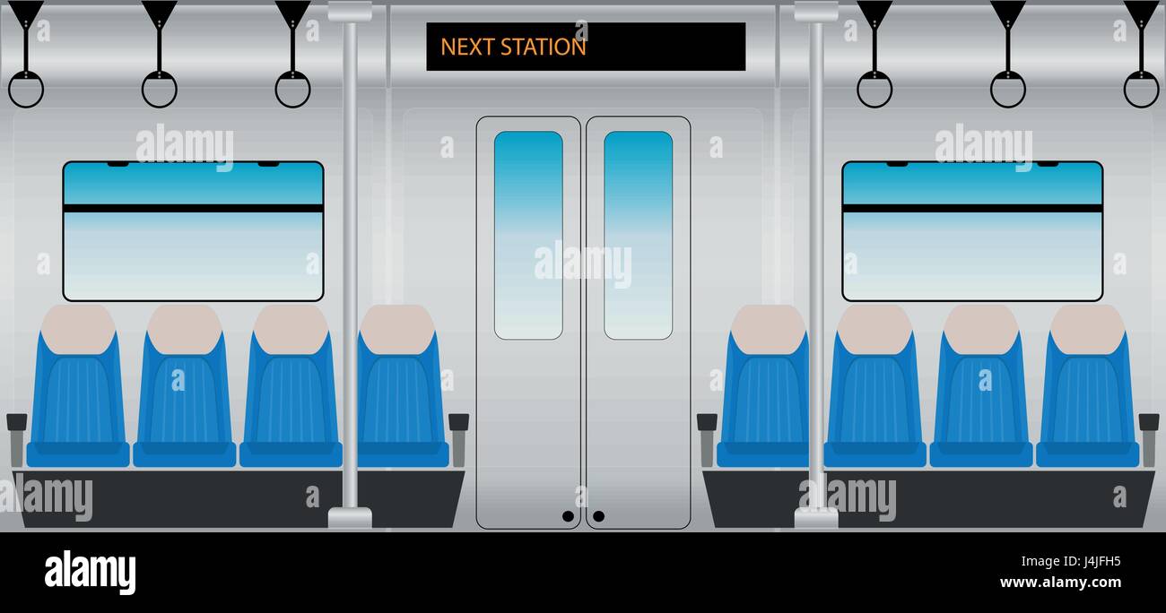 Flat Design of Inside Metro Passenger train vector illustration Stock ...