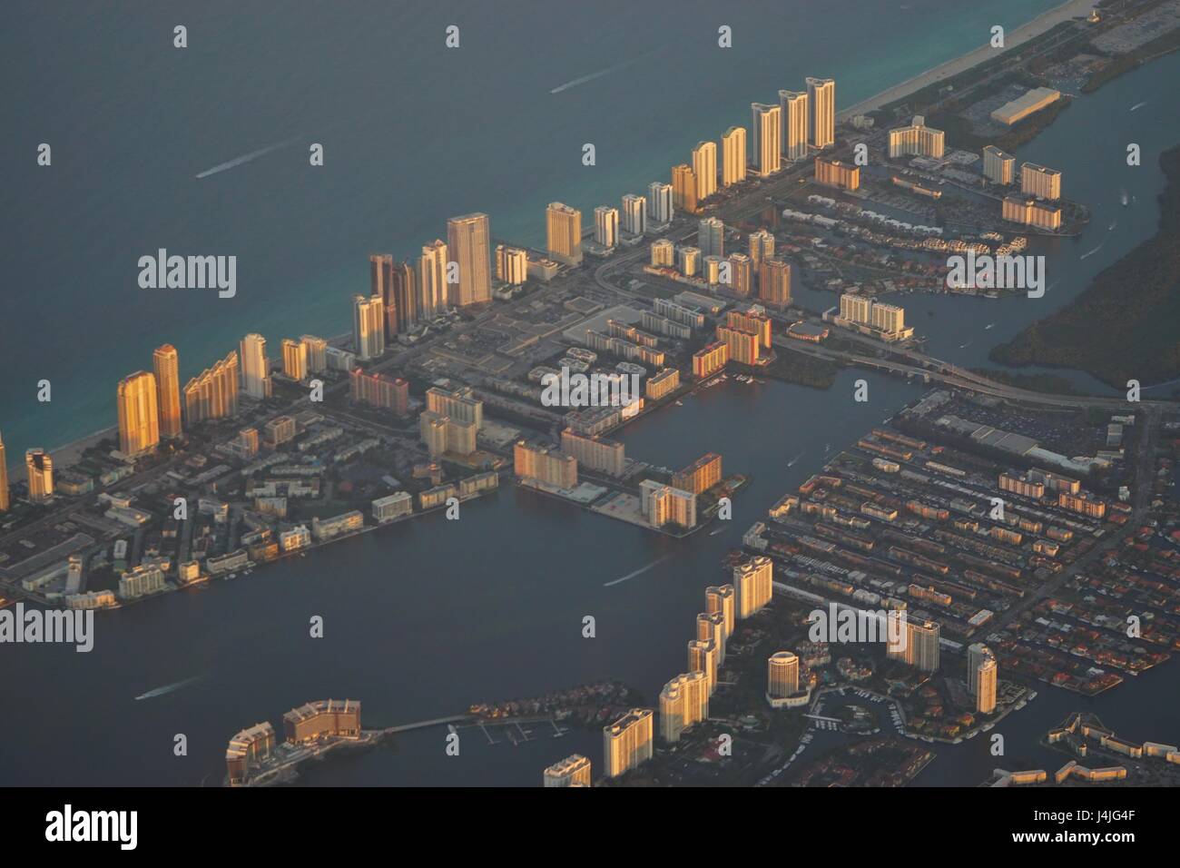 Aerial view of buildings along Miami Beach, Florida Stock Photo - Alamy