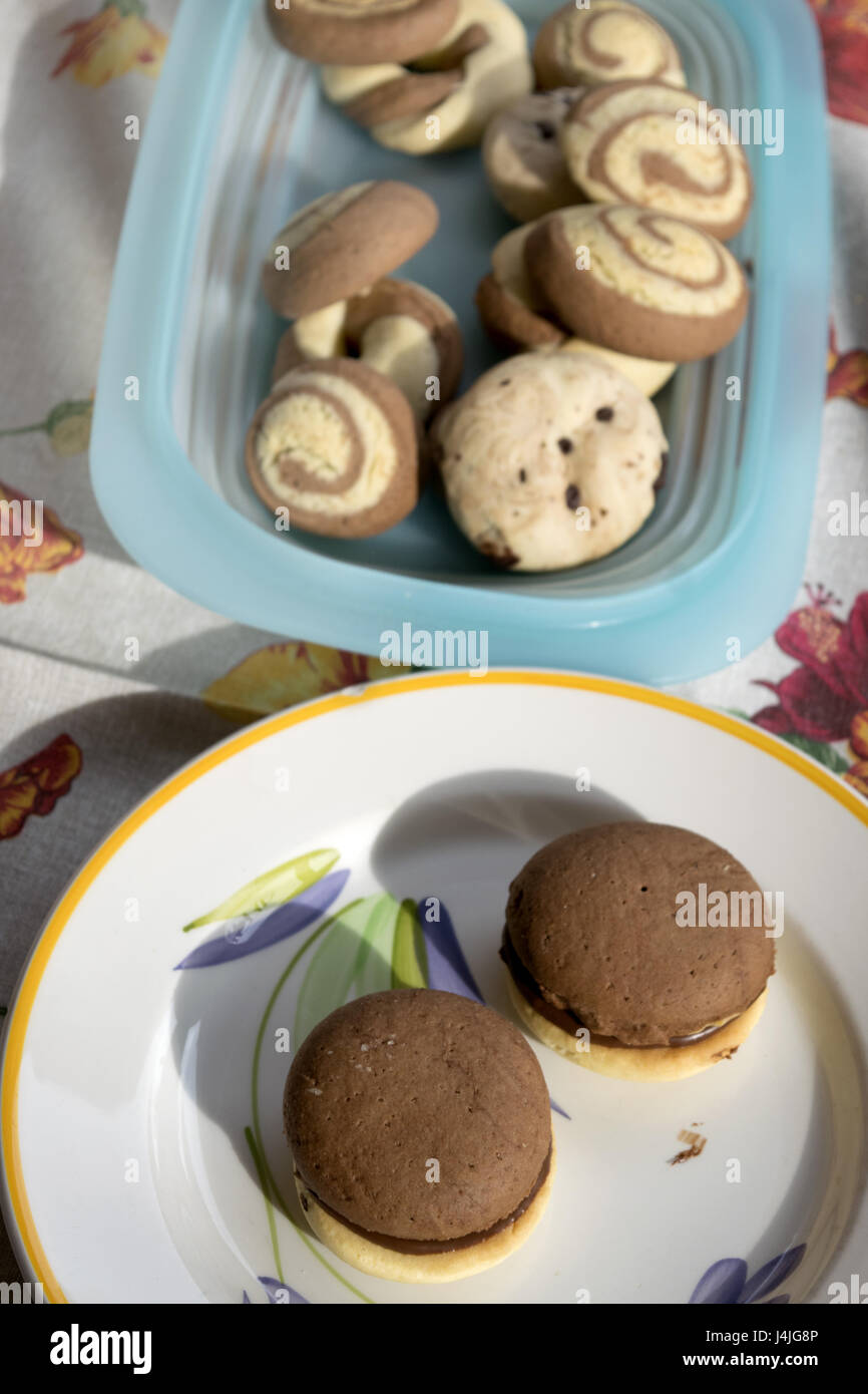 homemade buttermilk biscuits filled with melted chocolate Stock Photo ...