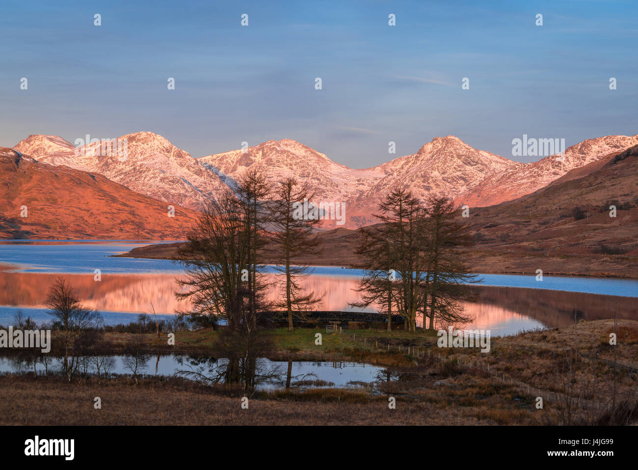 Red Alps behind Loch Arklet Stock Photo - Alamy