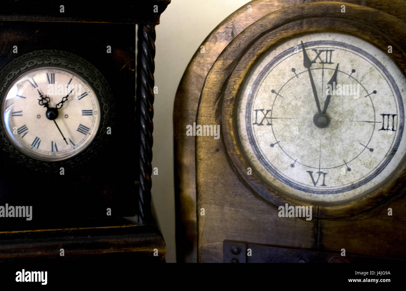 concept of past time with antique clocks Stock Photo - Alamy