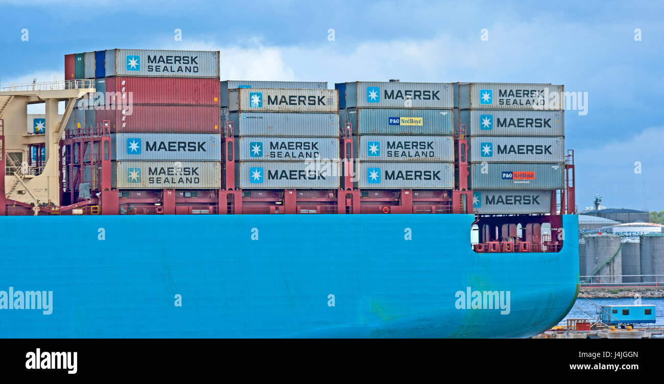Gothenburg Port, Containers on Container Ship; Gota River, Sweden Stock ...