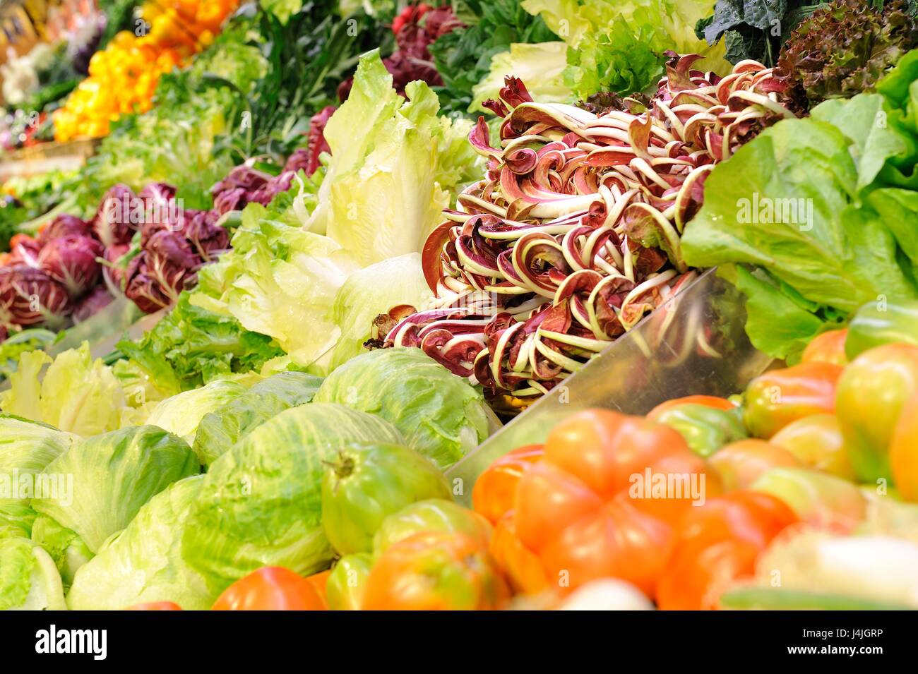 market stall with vegetables and salad Stock Photo - Alamy