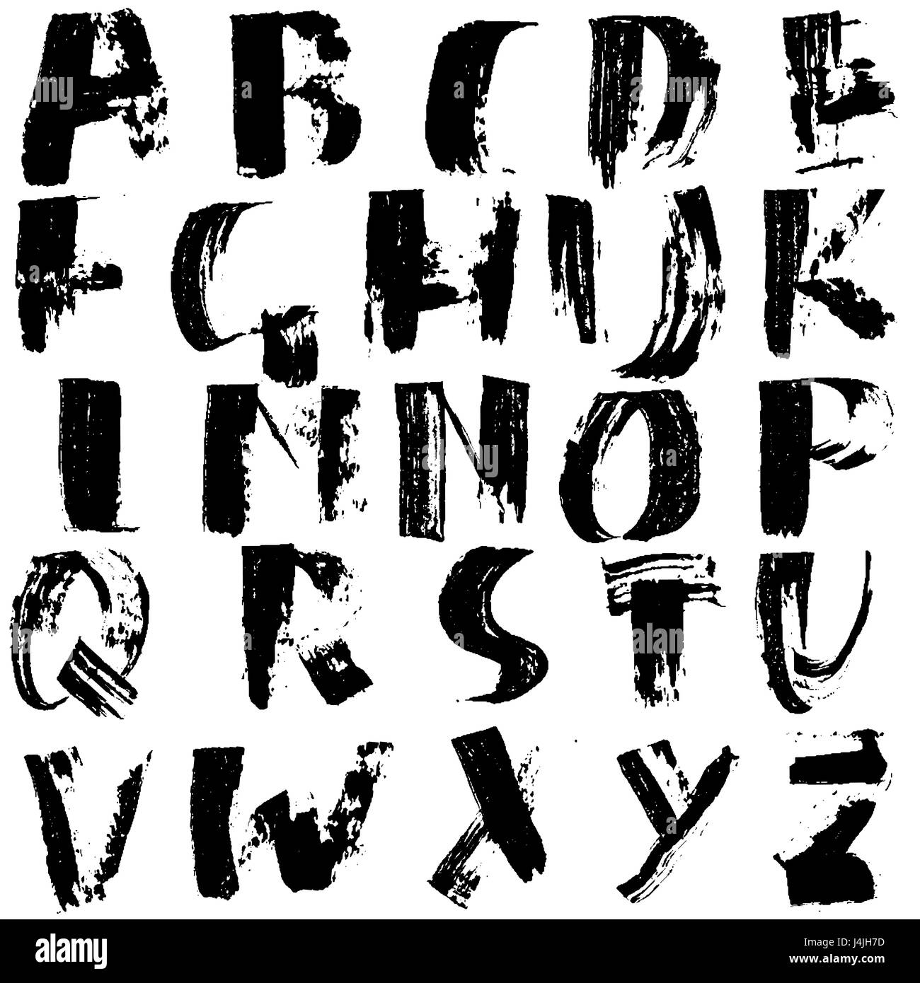 Hand drawn dry brush font. Modern brush lettering. Grunge style ...