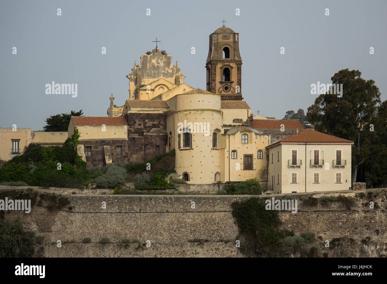Italy, Aeolian Islands, Lipari, cathedral & castle Stock Photo - Alamy