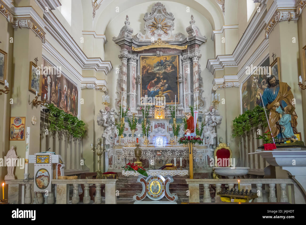 Italy, Aeolian Islands, Lipari, San Giuseppe church, interior Stock ...