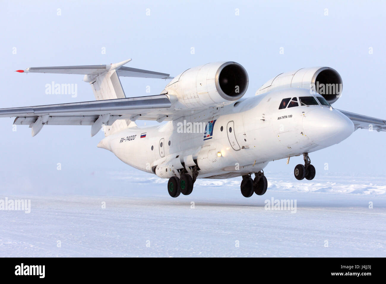 BARNEO ICE CAMP, NORTH POLE - APRIL 17, 2013: Antonov An-74 RA-74020 ...