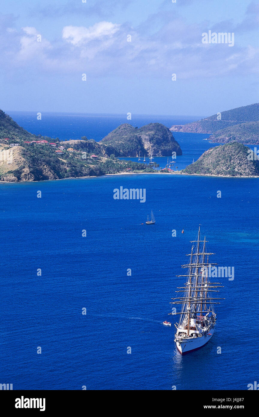 Guadeloupe, Iles of the Saintes, Terre de shell, sailing ships the ...