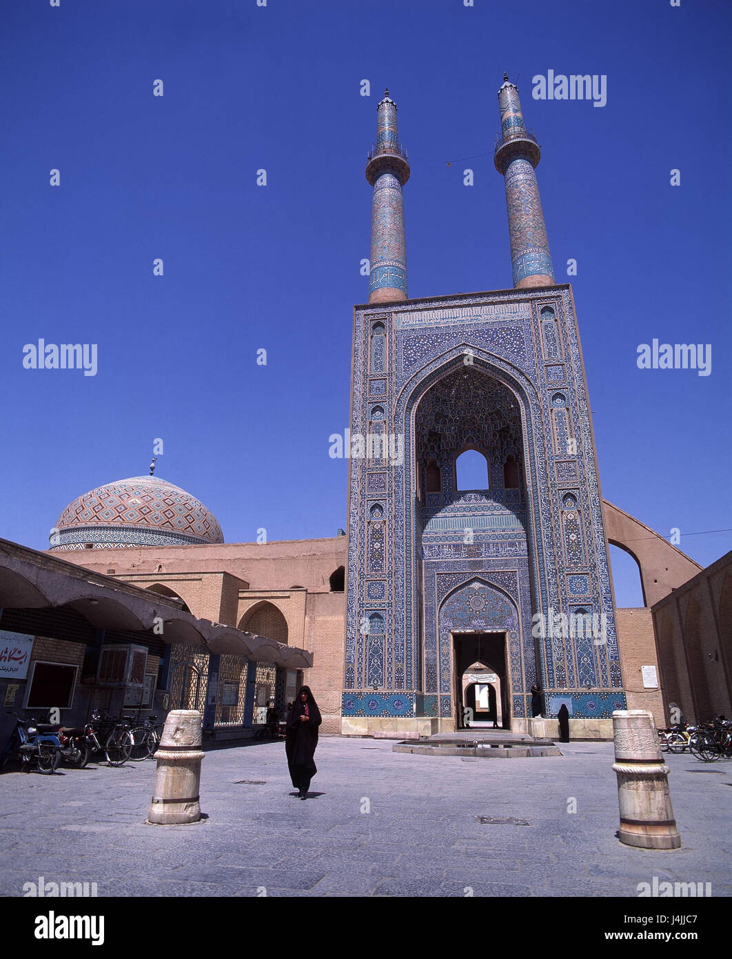 Iran, Yazd, mosque, detail outside, Masjed-e-Jame, Jame mosque ...