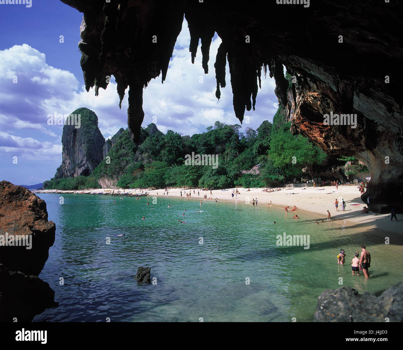 Thailand, Krabi, Pranang Beach, limestone rock, round arch outside, Ao ...