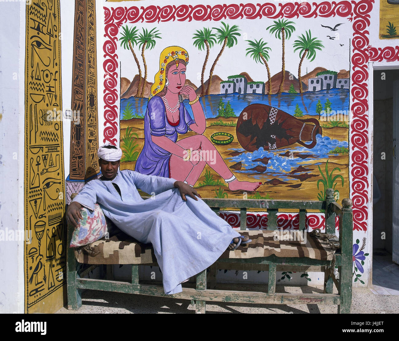Egypt, Luxor, west bank, mural painting, bank, Egyptian outside ...