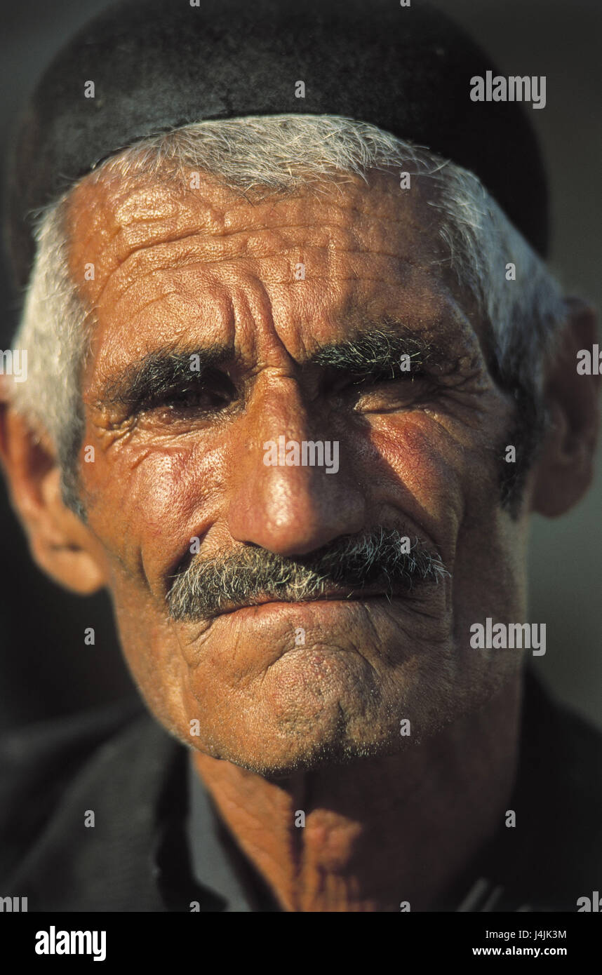 Iran, Bakhtiari nomad, prayer cap, portrait Asia, the Near East, locals ...