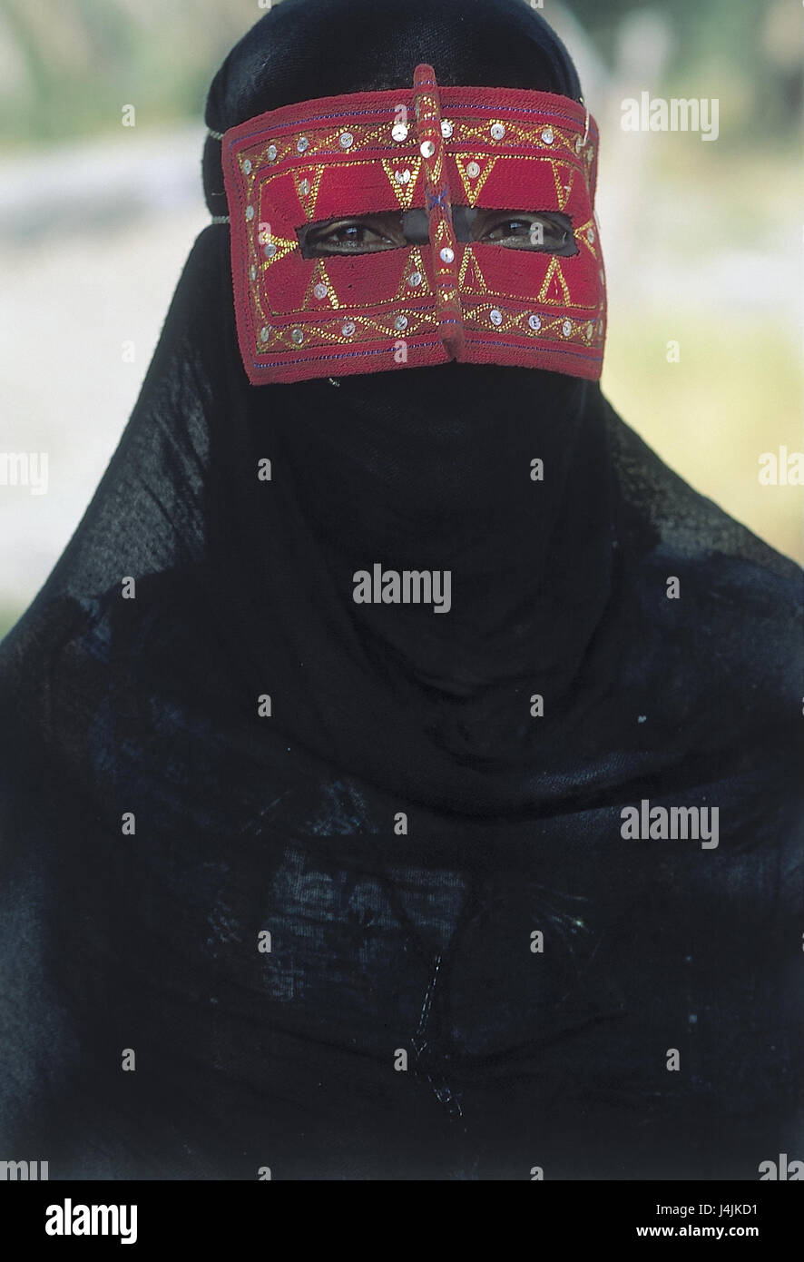 Iran, the Persian Gulf, woman, veils, 'chador', half portrait the Near ...